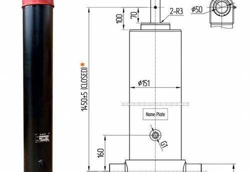 Гидроцилиндр 129/3/3490 на самосвальный прицеп