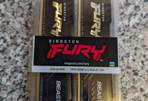 Kingston Fury DDR4 3600 мгц 2x16 гб 32gb