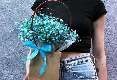 Корзинка цветов, Гипсофила, сумочка с цветами