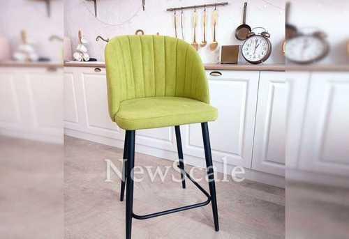 Барный зелёный кухонный стул-кресло со спинкой