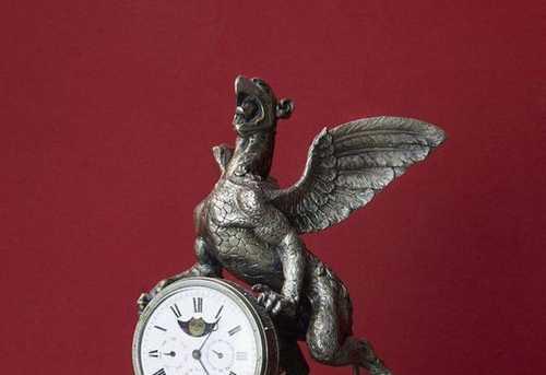 Часы Каминные 84 Серебро 19 век Химера