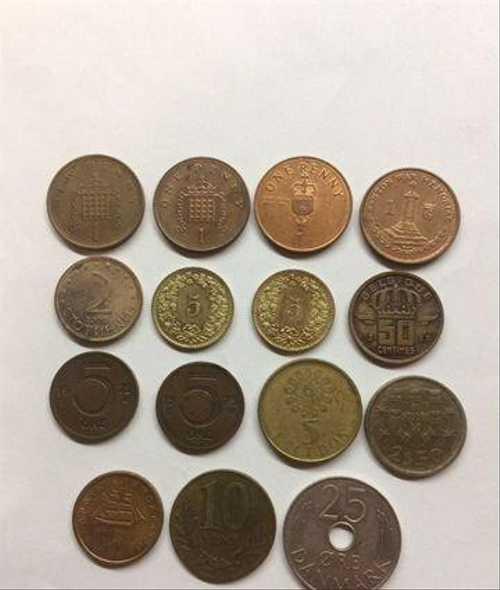 Набор Монеты Европа 15 шт