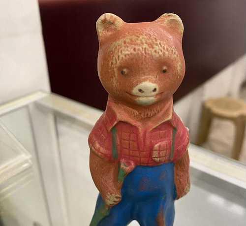 Антикварная игрушка резиновый мишка