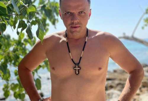 Крест распятие дерево эбен гайтан с вставками