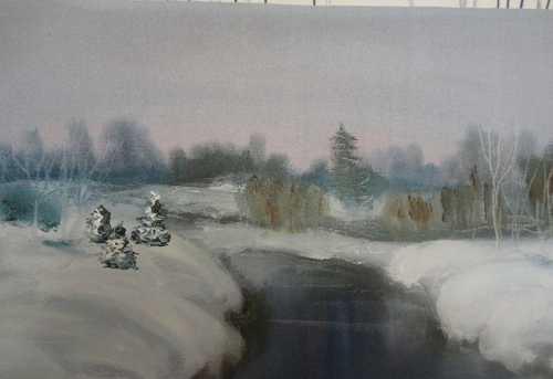 Картина маслом на холсте "Зимний пейзаж" 30x40