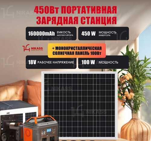 Комплект: зарядная станция 450W и солнечная панель