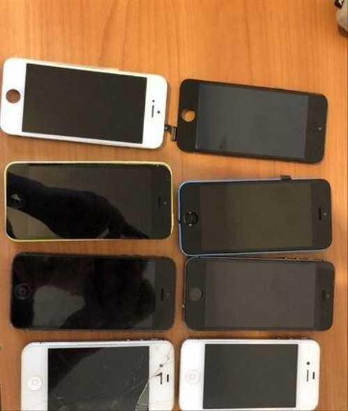 Телефоны iPhone 4, 4s, 5, 5C, 5S и пара экранов