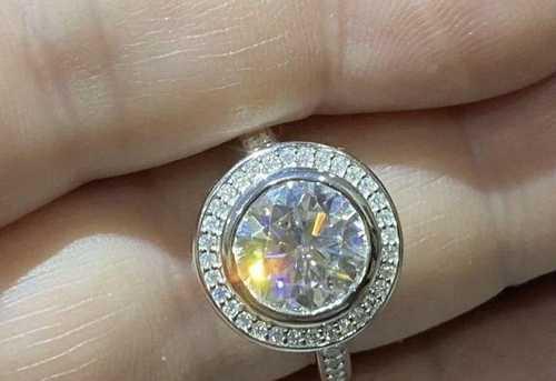 Серебряное кольцо 3 ct бриллиант(муассанит) +доста