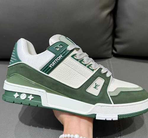 Кроссовки Louis Vuitton LV trainer белый зелёный