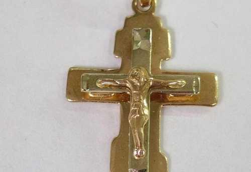 Золотая подвеска Крест (12740)