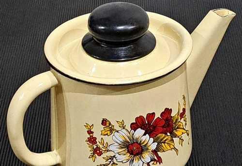Винтажный заварочный чайник, эмалированный, СССР