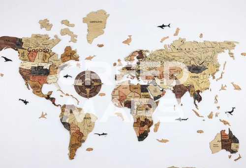Деревянная карта мира