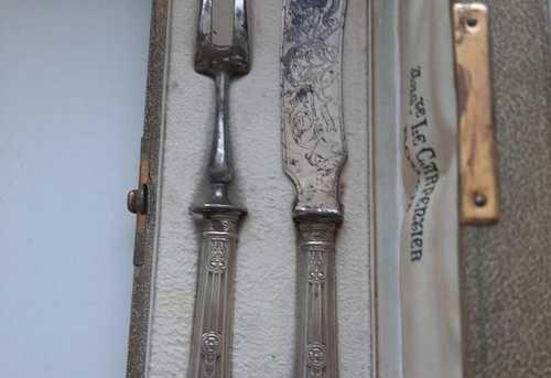 Антикварный столовый набор из двух предметов сереб