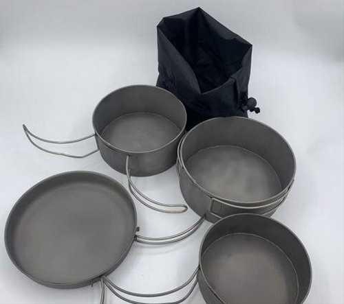 Набор титановой посуды 3 котелка + сковорода