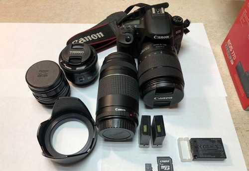 Зеркальный фотоаппарат Canon + набор объективов
