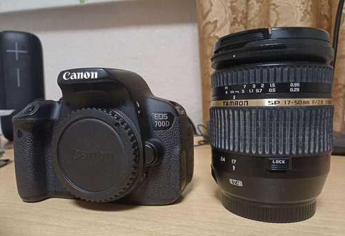 Зеркальный фотоаппарат canon 700d + объектив 18-55