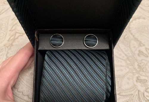 Набор галстук и запонки новый