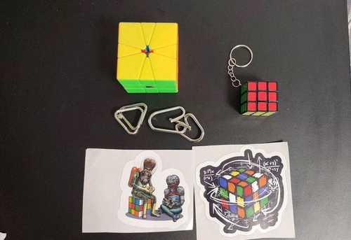 Кубик Рубика + металлические головоломки +наклейки