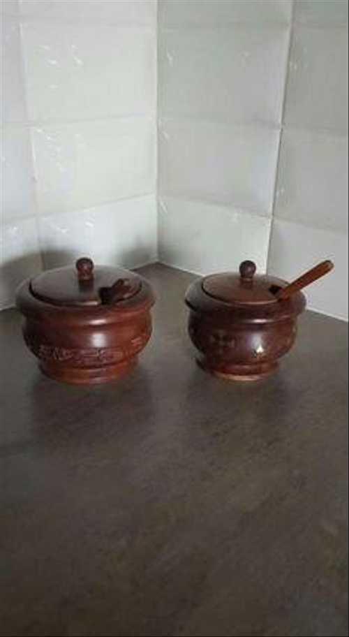 Солонка деревянная сахарница