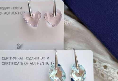 Серьги Swarovski Galet и сердечки оригинал