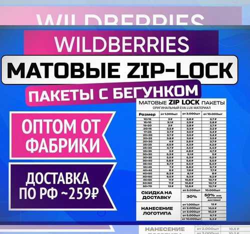 Зип пакеты с бегунком 30х40