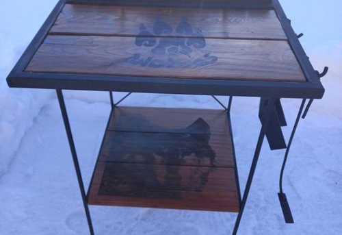 Лофт мангал с столиком и полкой для угля/дров