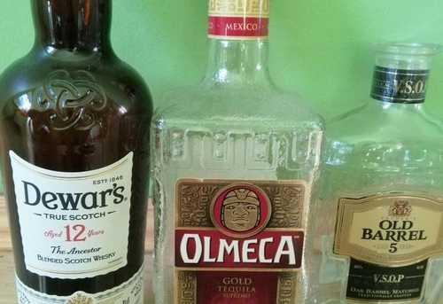 Бутылки стеклянные Dewars,Olmeca,Hoй и другие