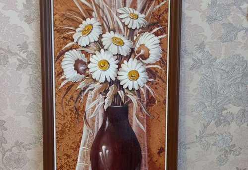 Картина ваза с ромашками
