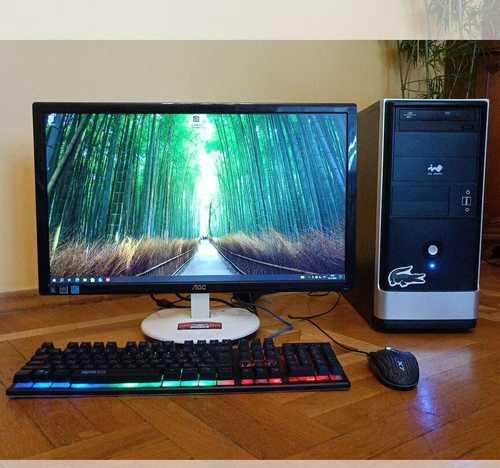 Компьютер AMD x6, 8гб, ssd, монитор 24", клав, мыш