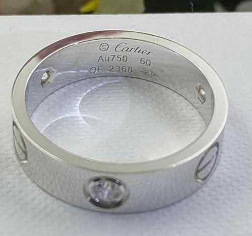 Кольцо Cartier Love, белое золото 585 пробы 0,19ct