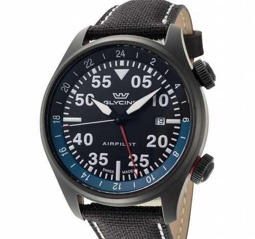 Швейцарские Часы Glycine Airpilot Чёрные Пилотские