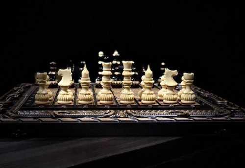 Резные шахматы нарды 2в1 (модель №2) Бук