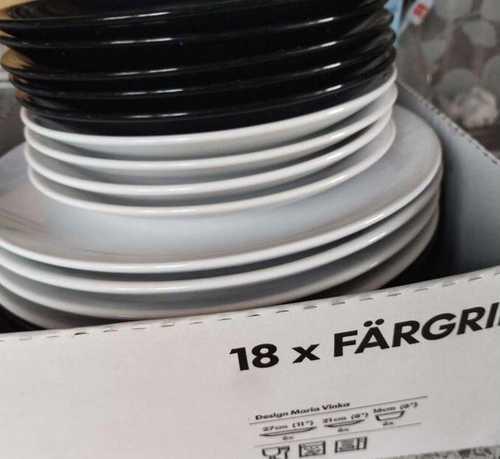Посуда IKEA тарелки набор черные и белые