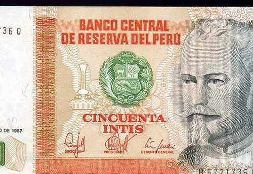 Банкнота Перу 50 инти 1987 год