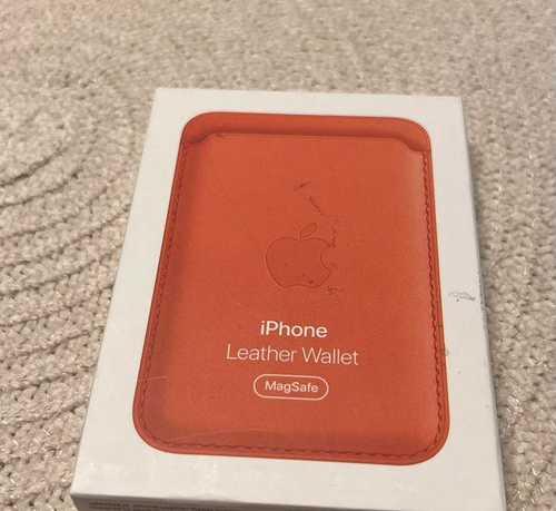 Кожаный чехол бумажник Apple iPhone Orange