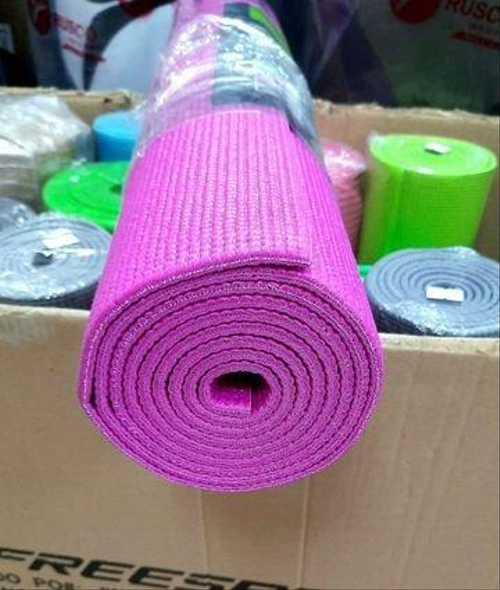 Коврик 5 мм для гимнастики йоги фитнеса фиолетовый