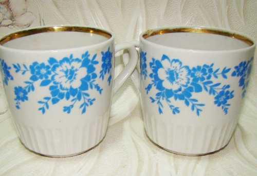 Винтажные чашки бокалы Голубые цветы