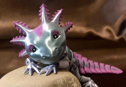 Аксолотль игрушка, подвижный дракон, 3D печать