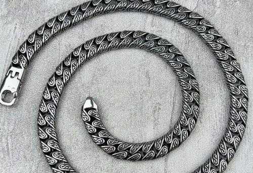 Мужская массивная цепь в серебряном