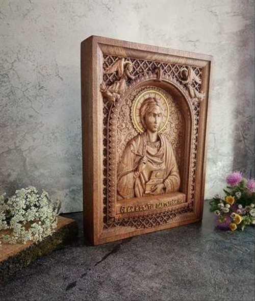 Деревянная Икона Пантелеймон Целитель(Роспись Зол)