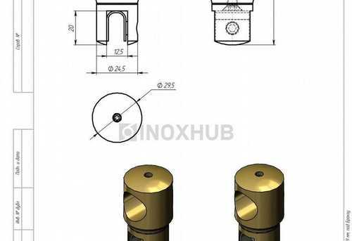 Держатель стекла (914 Bronze) сквозной, штанга 19