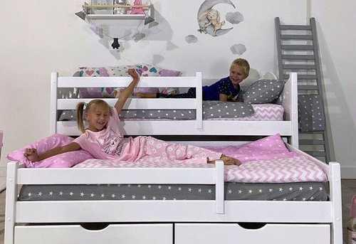 Детская выдвижная кровать для двоих