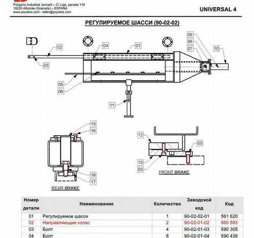 Запасные части для Poyatos Universal-4. Оригинал