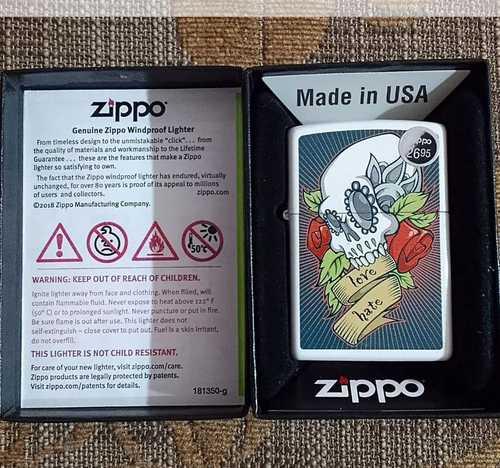 Zippo 28859 Tattoo Skull Оригинал