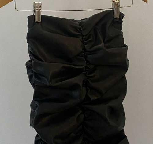 Кожаная юбка с драппировкой Zara