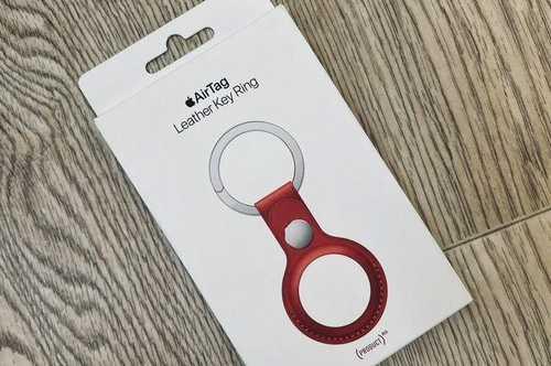 Брелок для AirTag Leather Key Ring Red