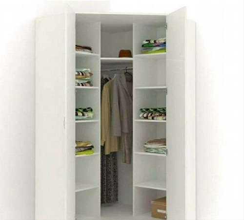 Шкаф угловой алиса 6 белый с полочками