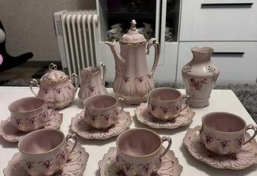 Чайный сервиз розовый фарфор