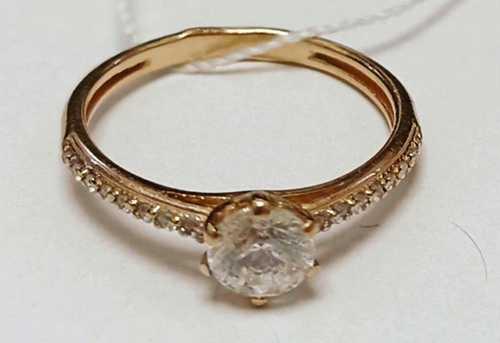 Золотое кольцо с фианитом 585 проба 16 размер