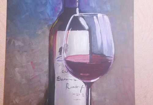 Натюрморт Бокал с вином. холст 3040